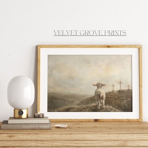 Easter Lamb Oil Painting: Springtime Art Print, Vintage Style, Digital ...