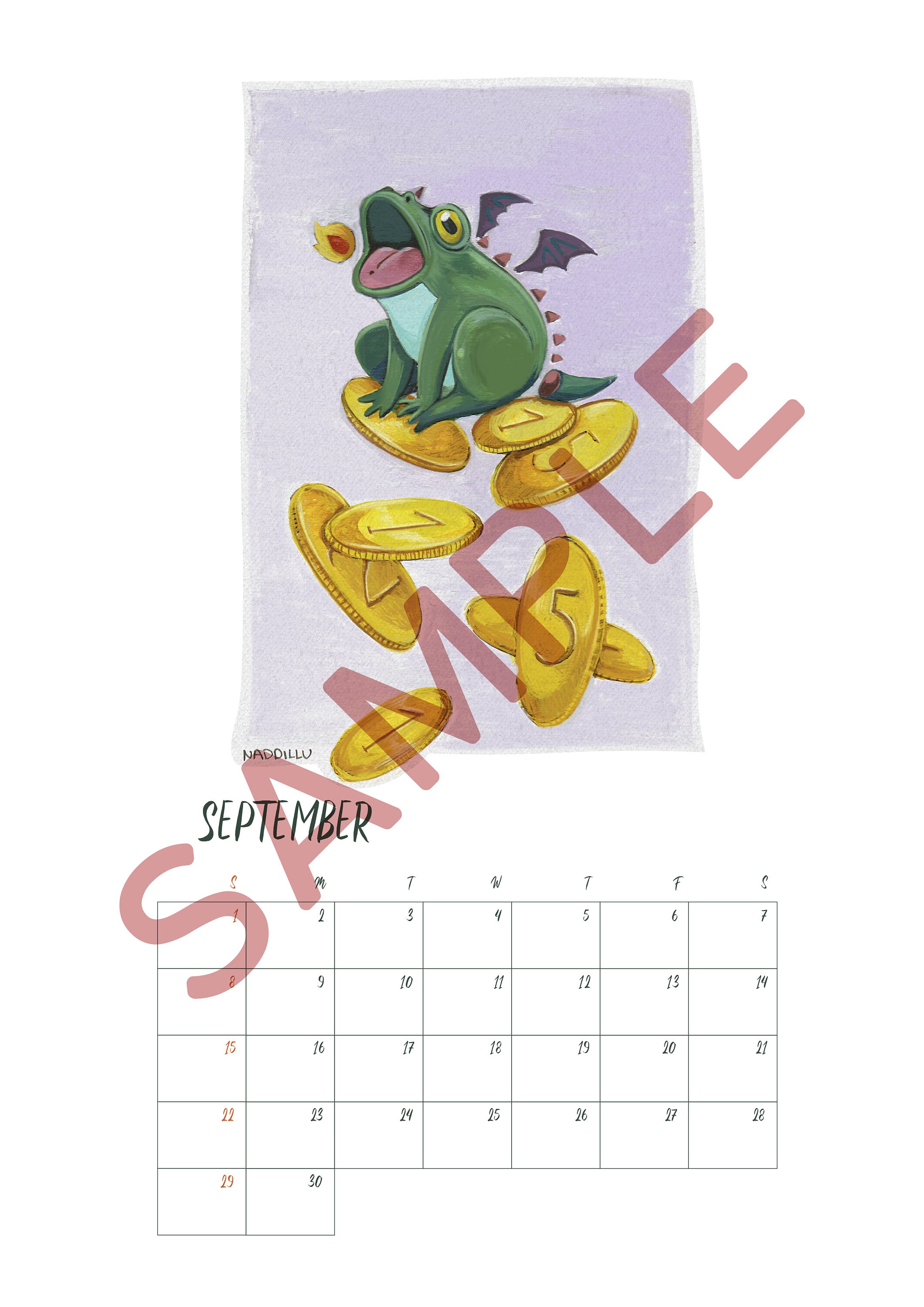 DIGITAL DOWNLOAD 2024 Froggy Calendar, Cute Original Hand Painted ...