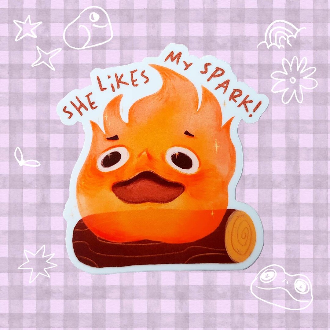 Cute Calcifer Vinyl Stickers, Ghibli Inspired Sticker - Etsy