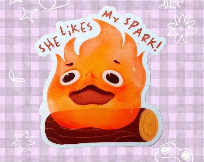 Calcifer Fire Demon Kawaii Happy Fire Sticker Studio Ghibli Gift for ...