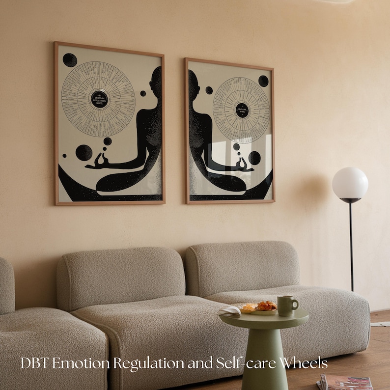 Emotion Feeling Wheel Poster - 9 Options, Therapy Chart, Self-care Gift ...