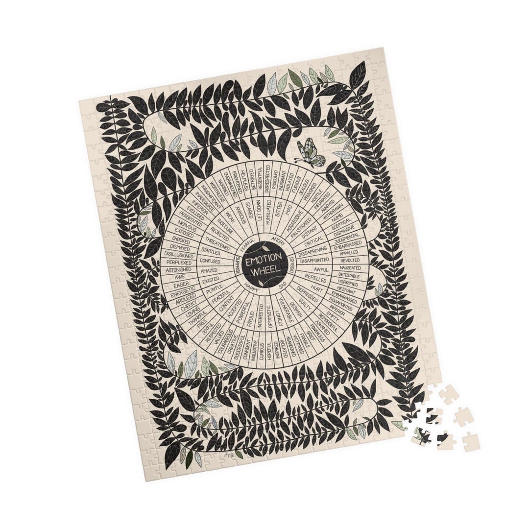 Mental Health Puzzle Game Emotion Wheel Feelings Chart VI Hand Drawing ...