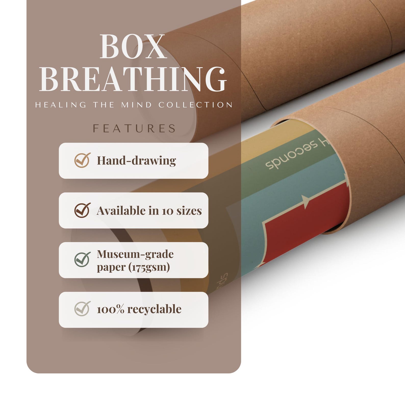 Box Breathing Therapy Office Decor, Minimalist Mental Health Poster ...