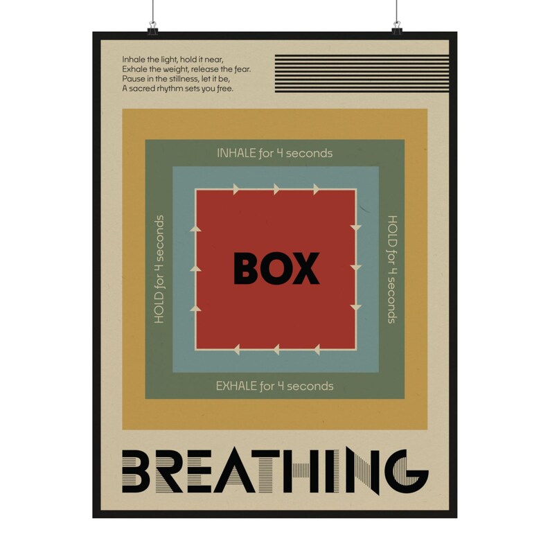 Box Breathing Therapy Office Decor, Minimalist Mental Health Poster ...