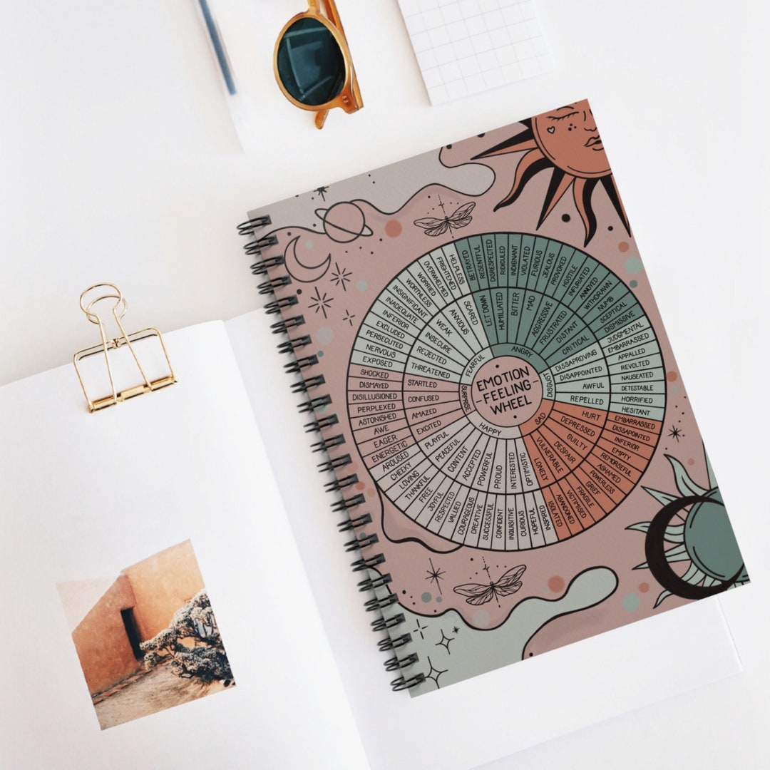Mental Health Emotion Wheel Feelings Chart Hand Drawing Spiral Notebook ...