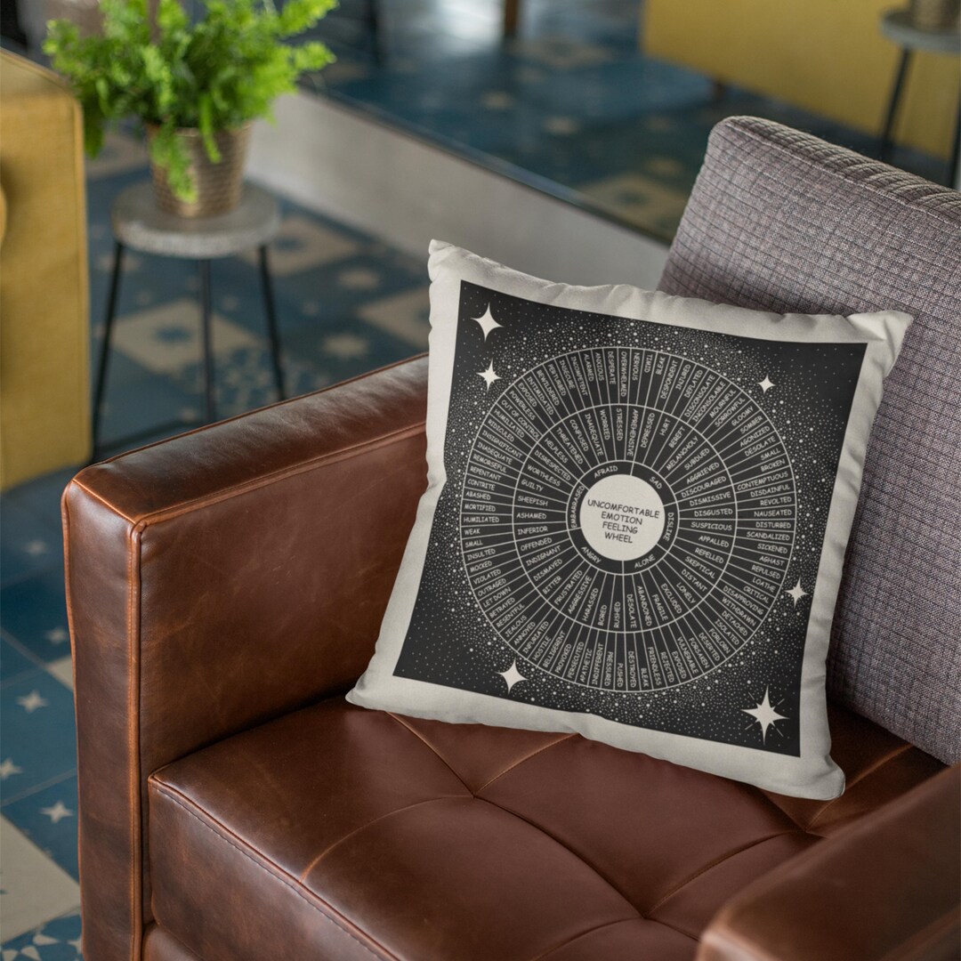 Mental Health Uncomfortable Emotion Wheel Square Pillow Feeling Chart ...