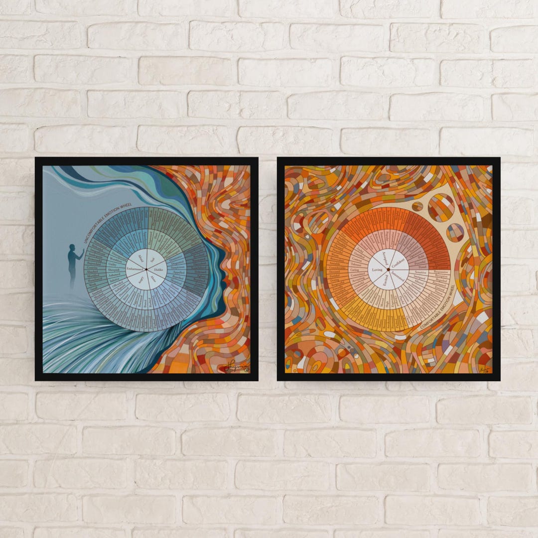 Mental Health Poster Uncomfortable Emotion Wheel Feelings Chart Therapy ...