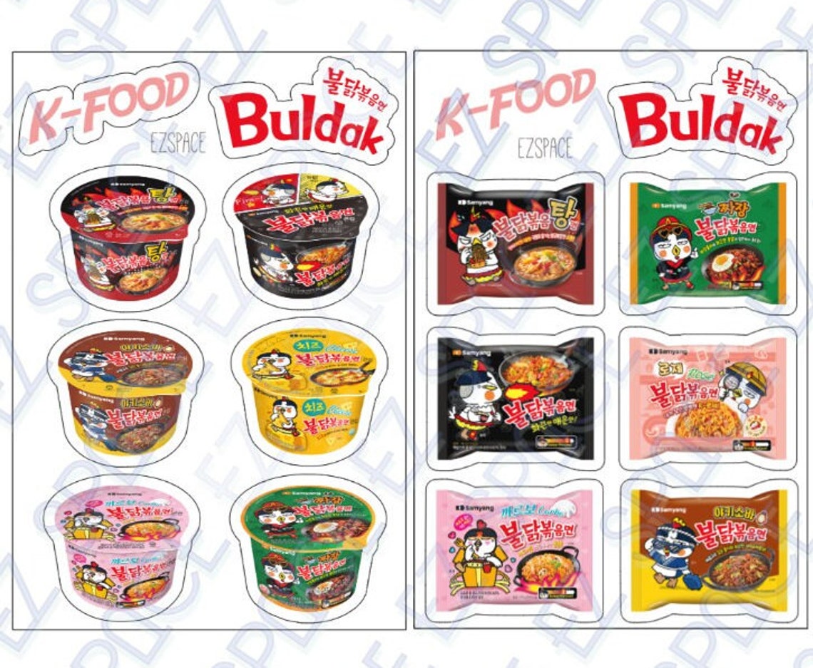 K-food Buldak Ramyun Sticker Sheet - Etsy