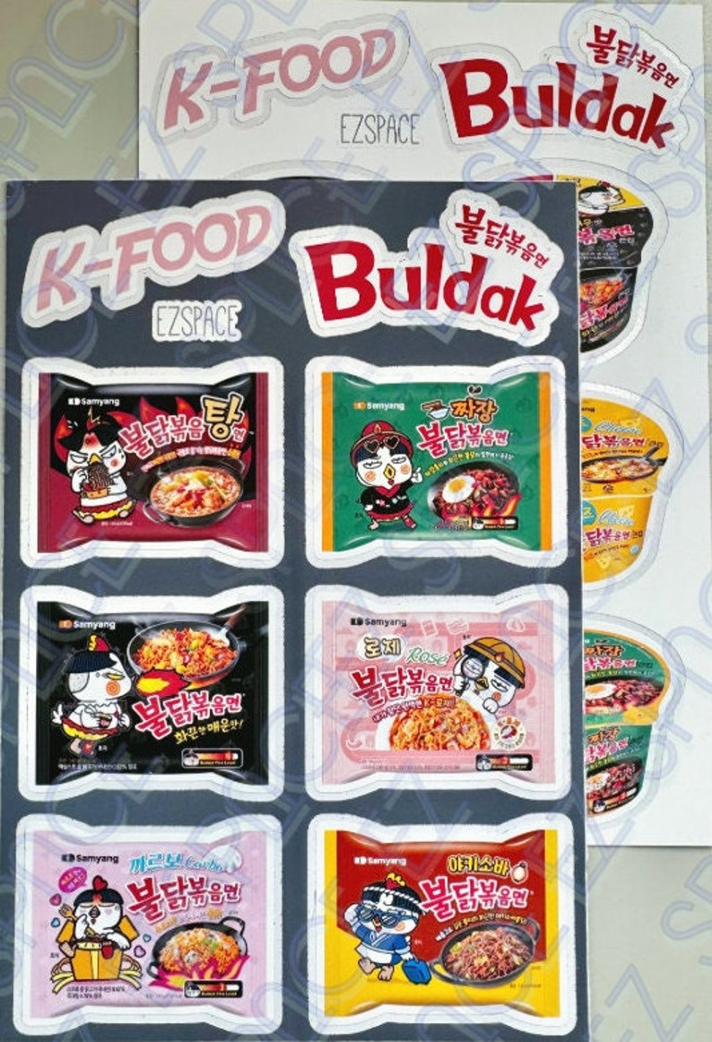 K-food Buldak Ramyun Sticker Sheet - Etsy