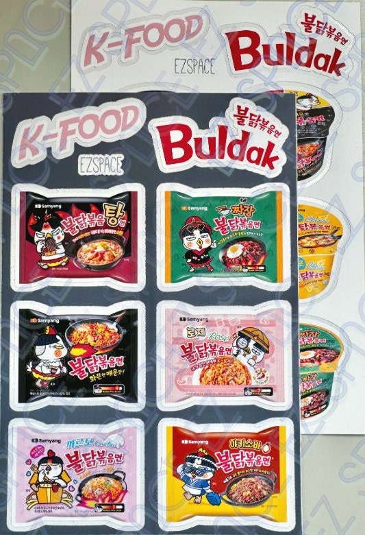 K-food Buldak Ramyun Sticker Sheet - Etsy