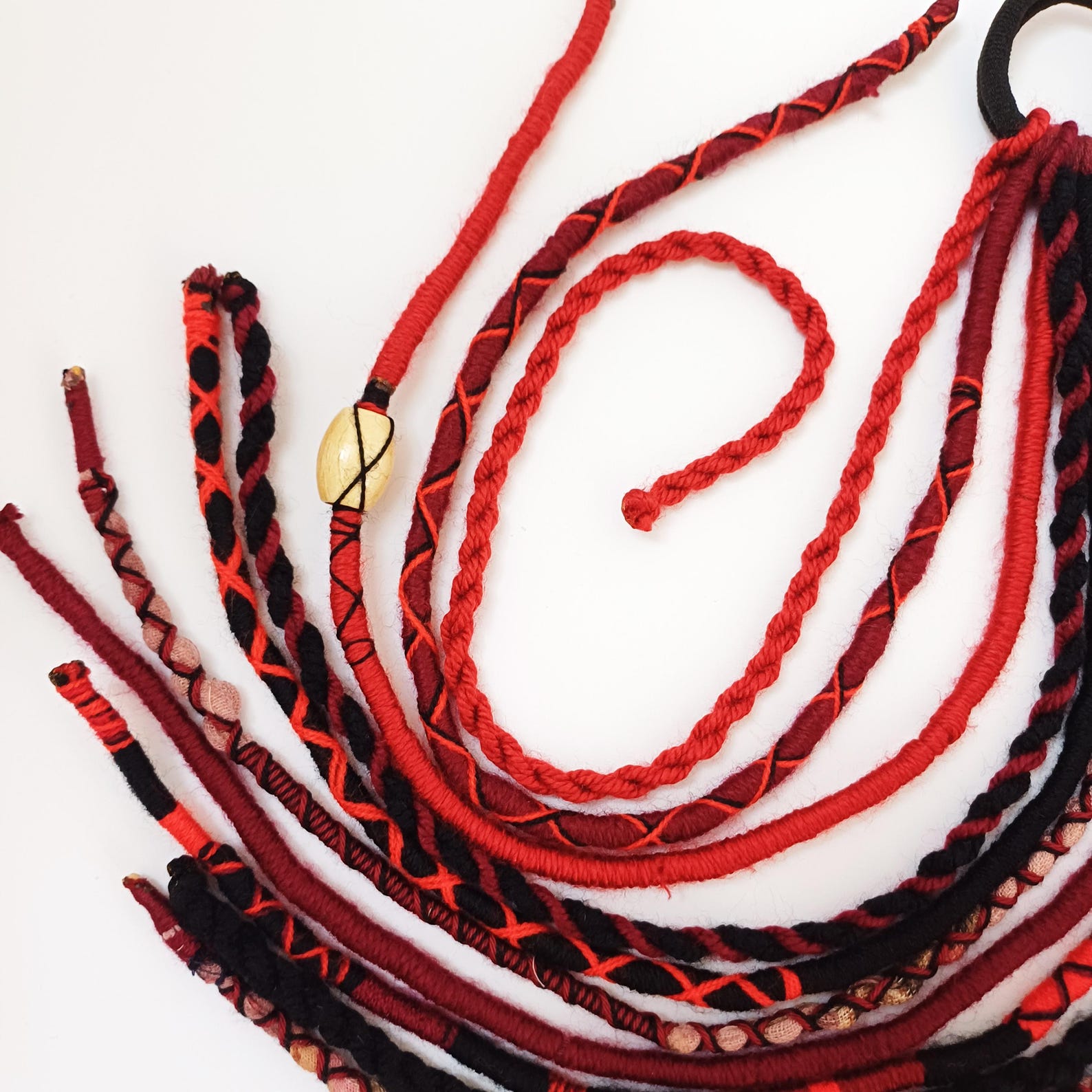 Elastic Band With Wool Dreadlocks Red, Black, Burgundy Dreads Hair ...