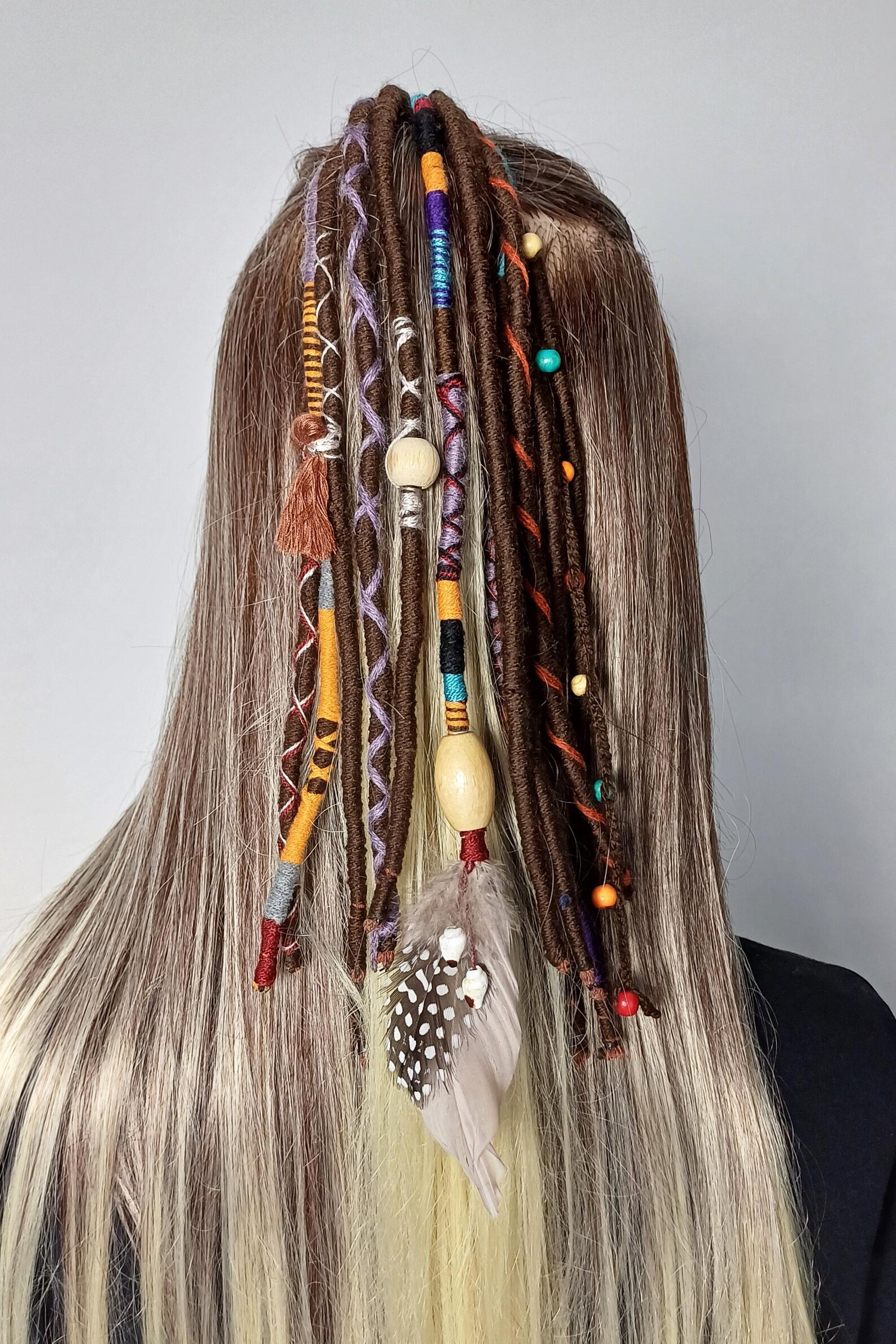 Boho Dreadlock Ponytail Braids / Elastic Band With Dreads / Wool ...