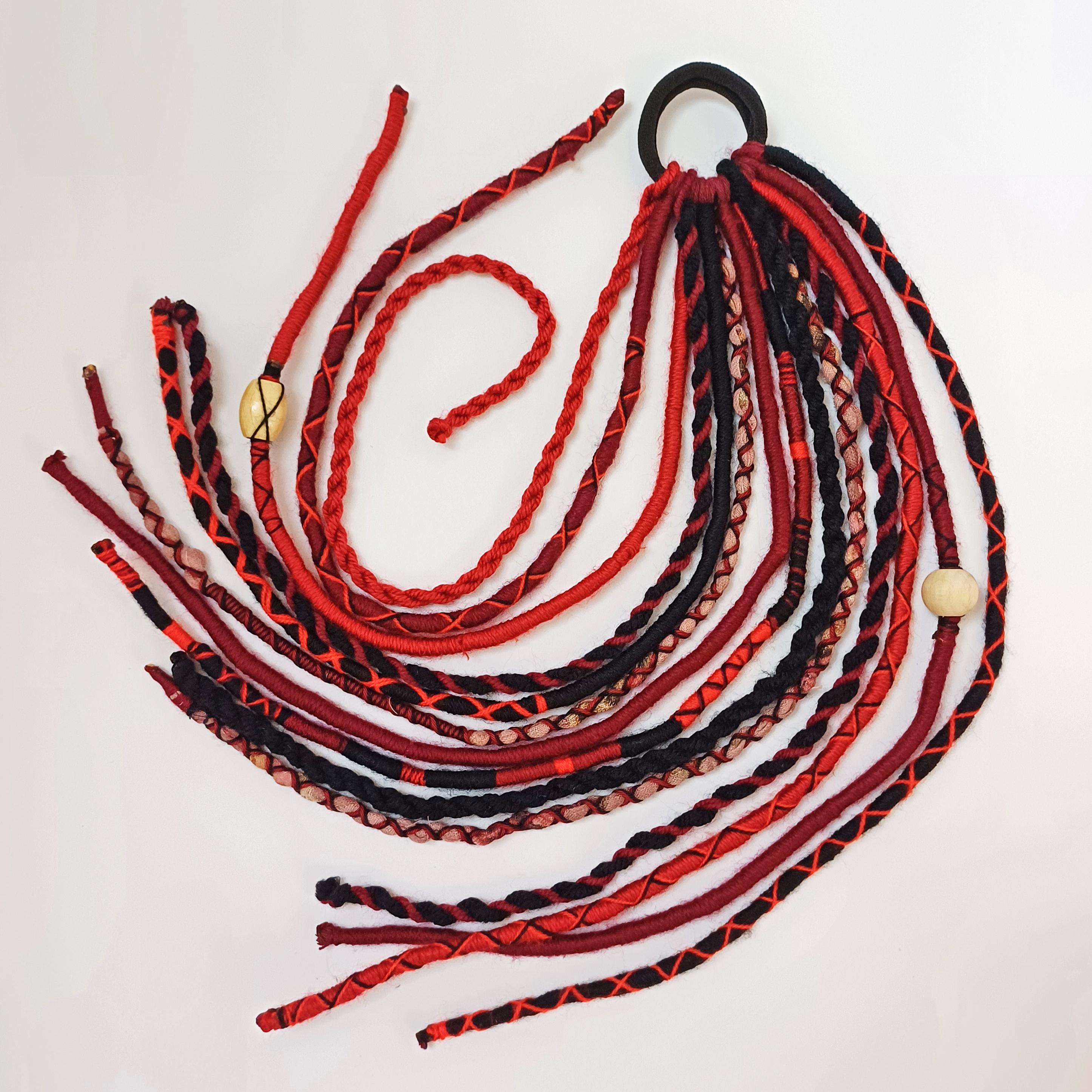 Elastic Band With Wool Dreadlocks Red, Black, Burgundy Dreads Hair ...