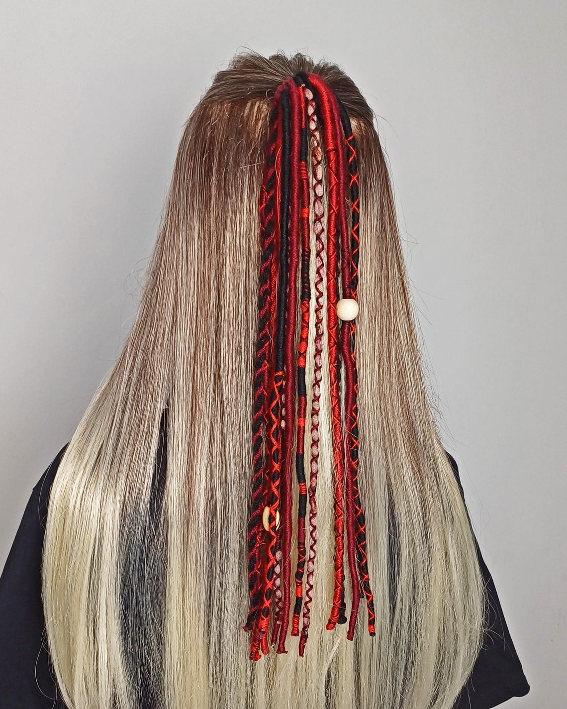Elastic Band With Wool Dreadlocks Red, Black, Burgundy Dreads Hair ...