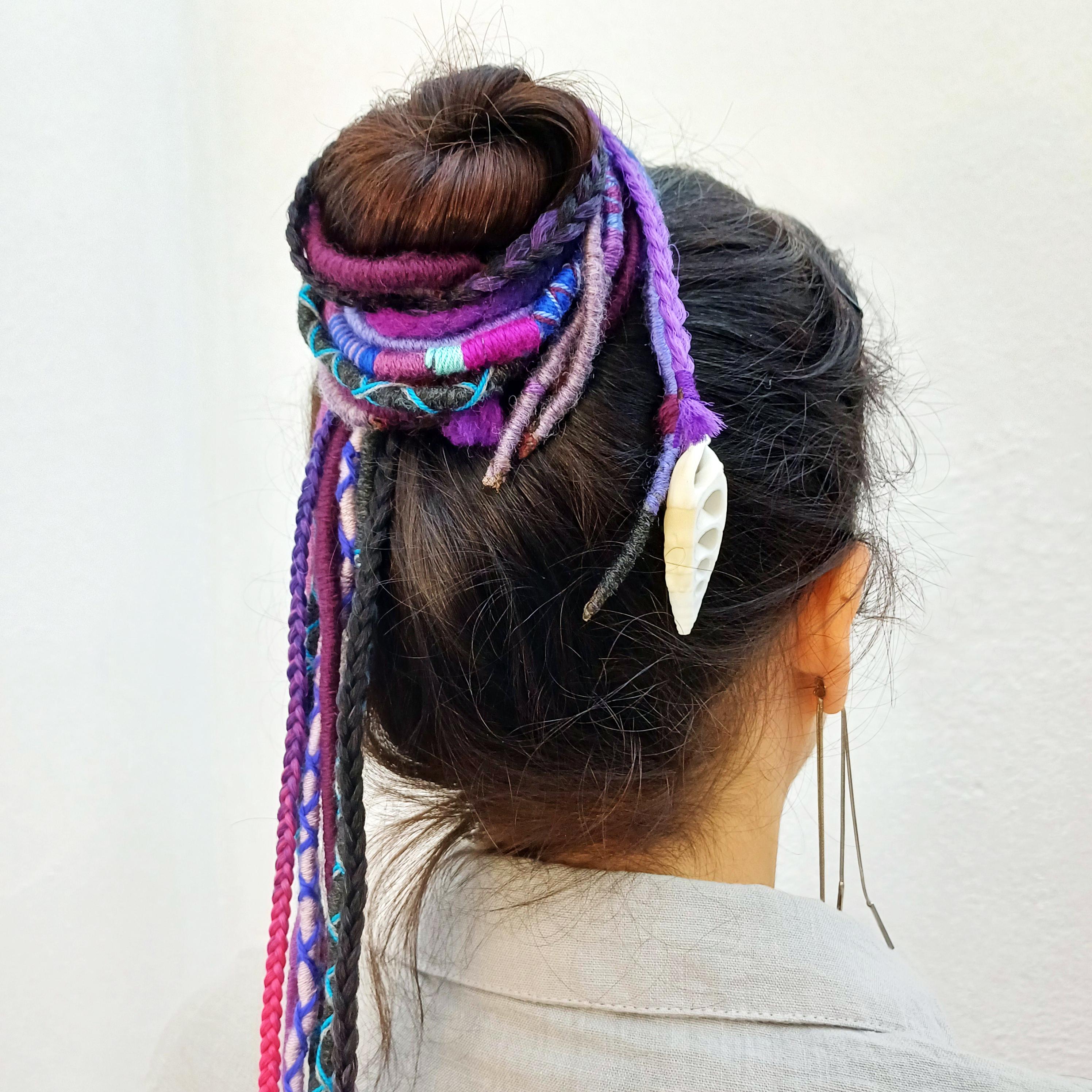 Dreadlock Ponytail Hair Ties - Elastic Hair Band - Purple Color Wool ...