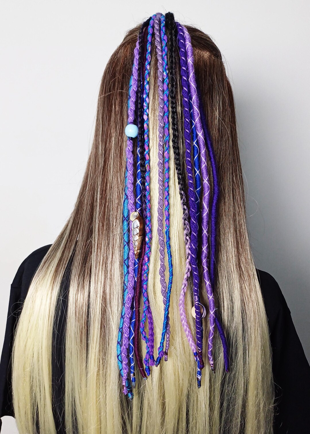 Viking Ponytail Extension, Elastic Band With Wool Dreadlocks Purple ...