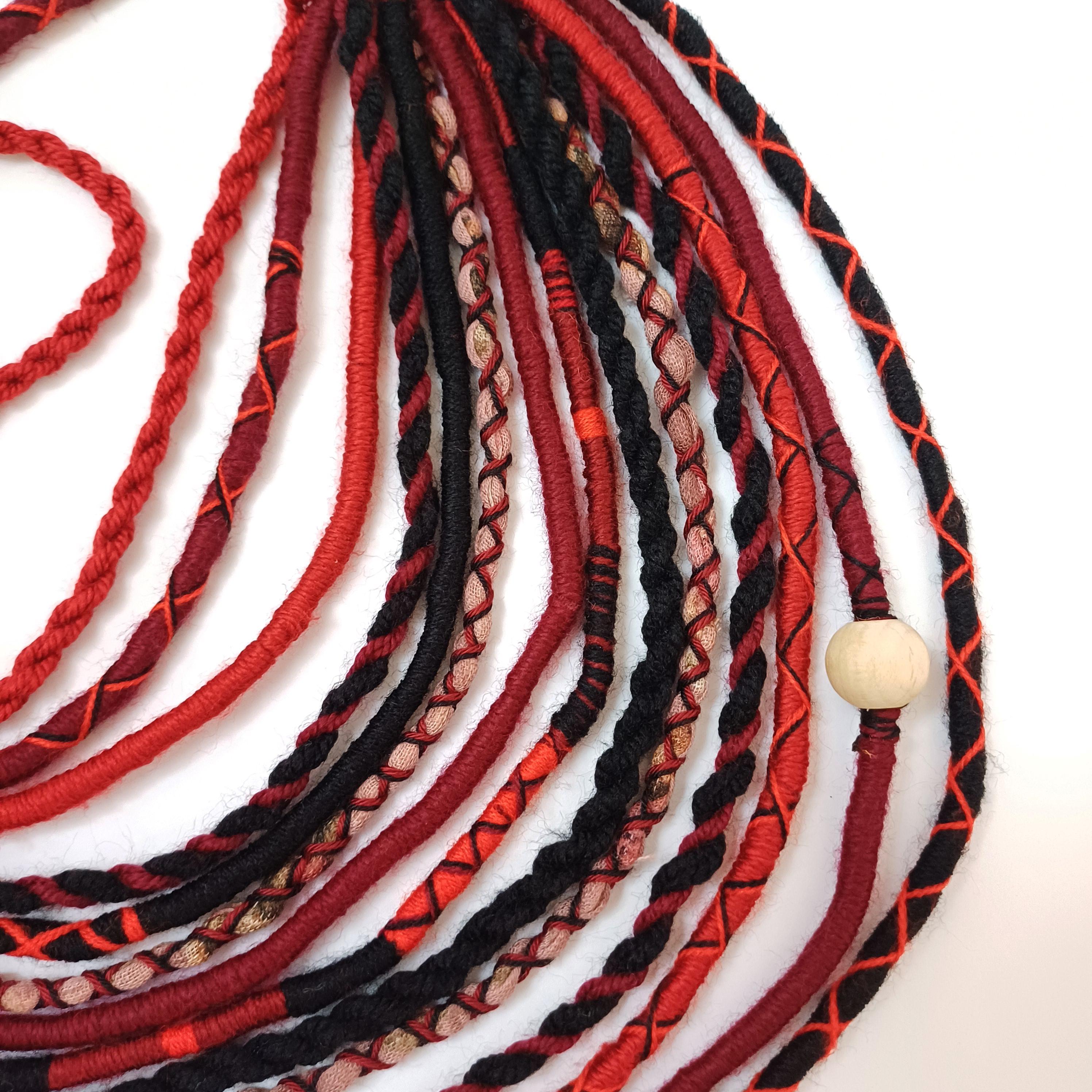 Elastic Band With Wool Dreadlocks Red, Black, Burgundy Dreads Hair ...