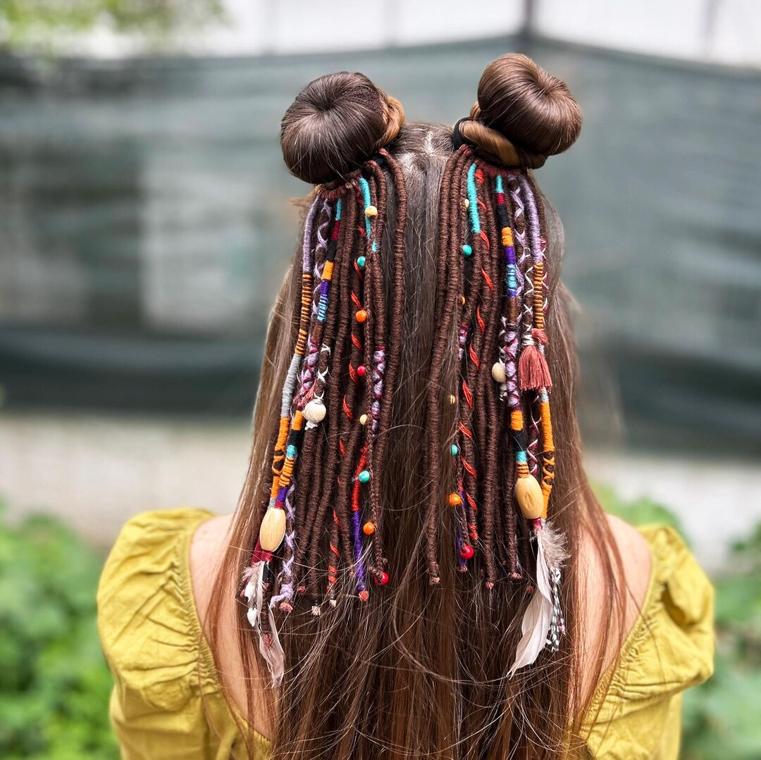 Boho Dreadlock Ponytail Braids / Elastic Band With Dreads / Wool ...