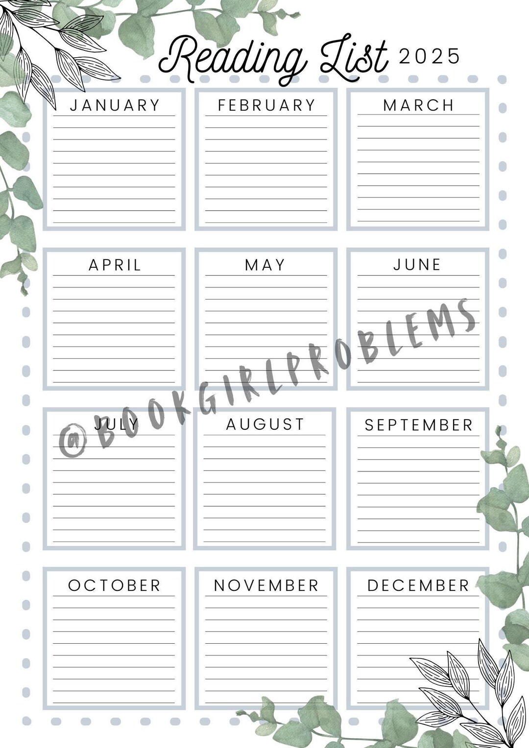 Reading Planner 2025 Printable Monthly Book Tracker Reading List ...