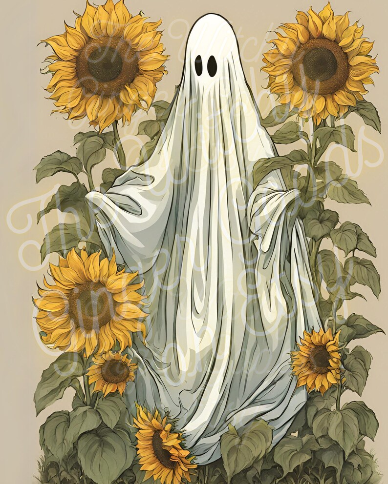 Sunflower Sheet Ghost Digital Download Print (8x10in) High DPI PNG - Etsy