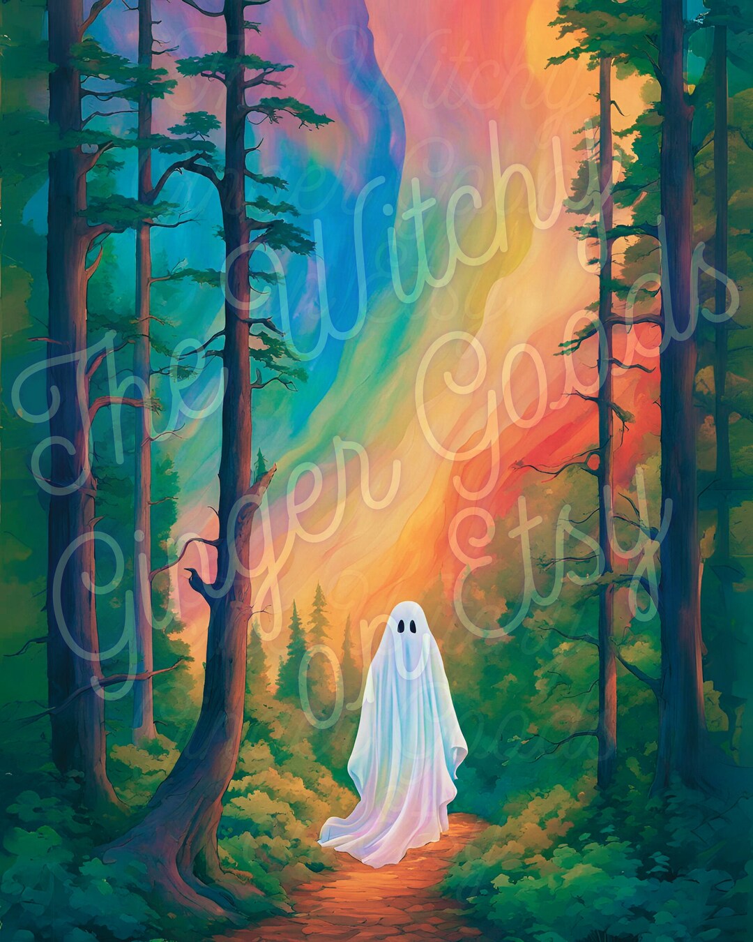 Rainbow Sheet Ghost Digital Download Print (8x10in) High DPI PNG - Etsy