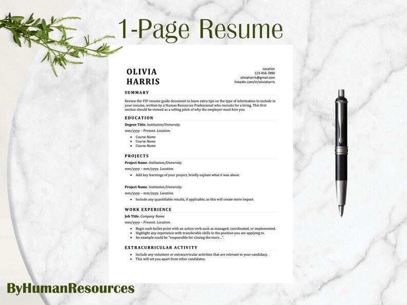 Student Resume Template Intern CV Co-op ATS Friendly. Word, Google Docs ...