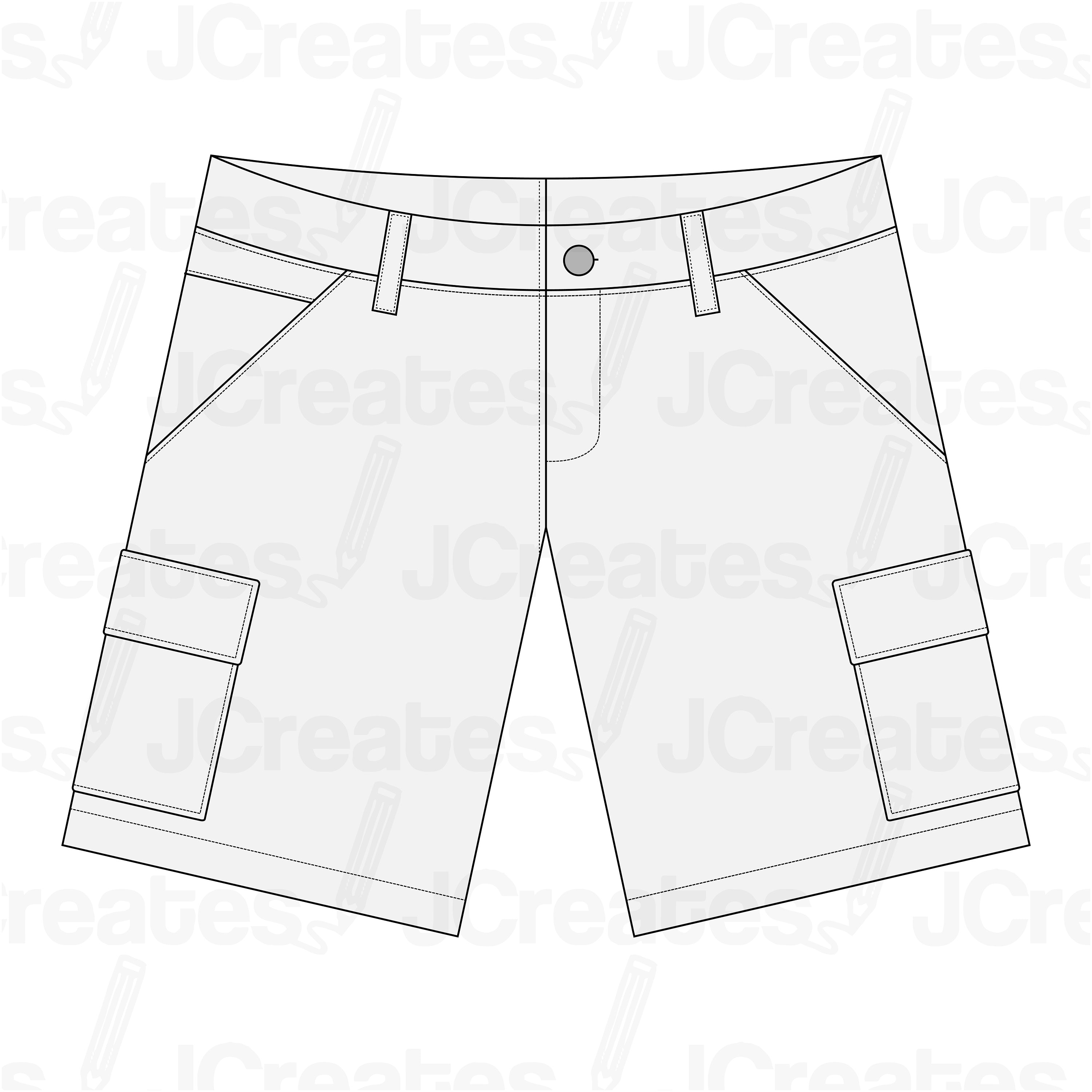 Cargo Shorts Vector Mockup - Customizable Cargo Shorts Template ...