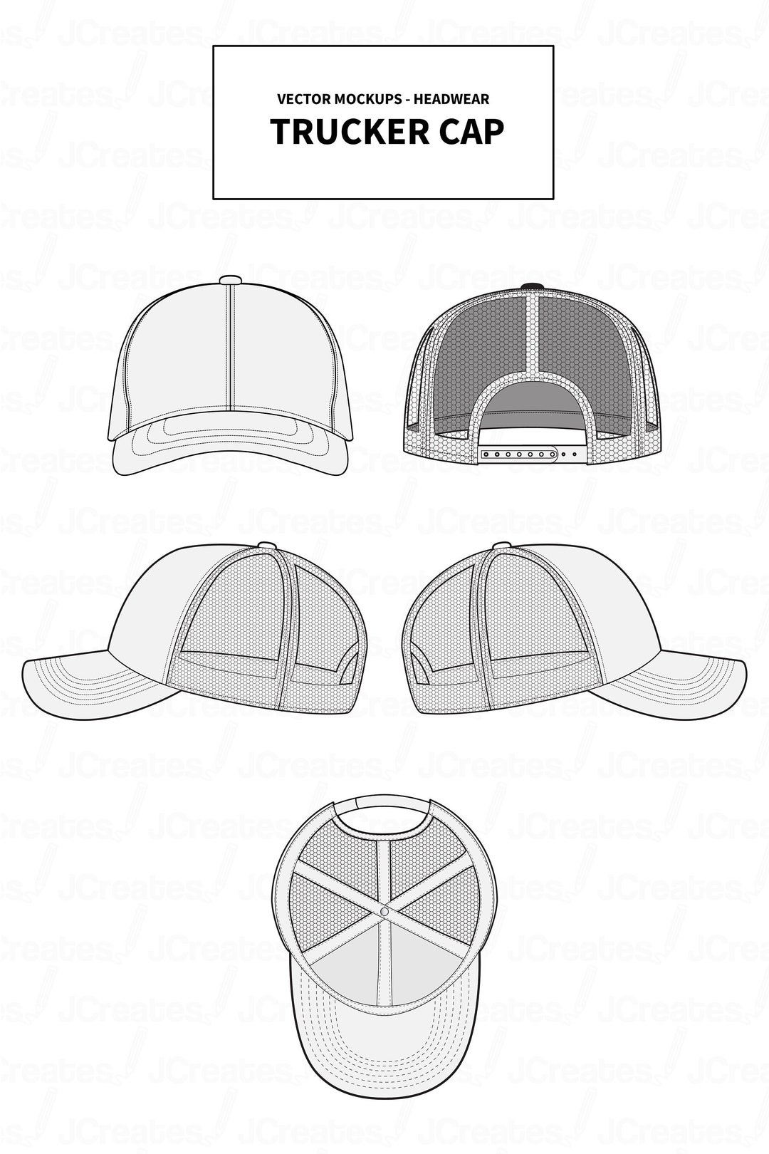 Trucker Cap Vector Mockup - Customizable Hat Template - Etsy