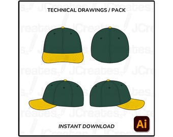 Fitted Cap Hat Vector Mockup Template - Etsy