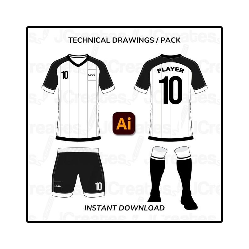 Soccer Apparel Kit Vector Mockup - Customizable Template | Instant ...