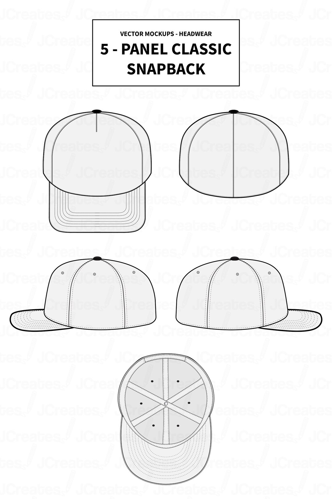 Adjustable Five Panel Cap Vector Mockup - Customizable Hat Template - Etsy