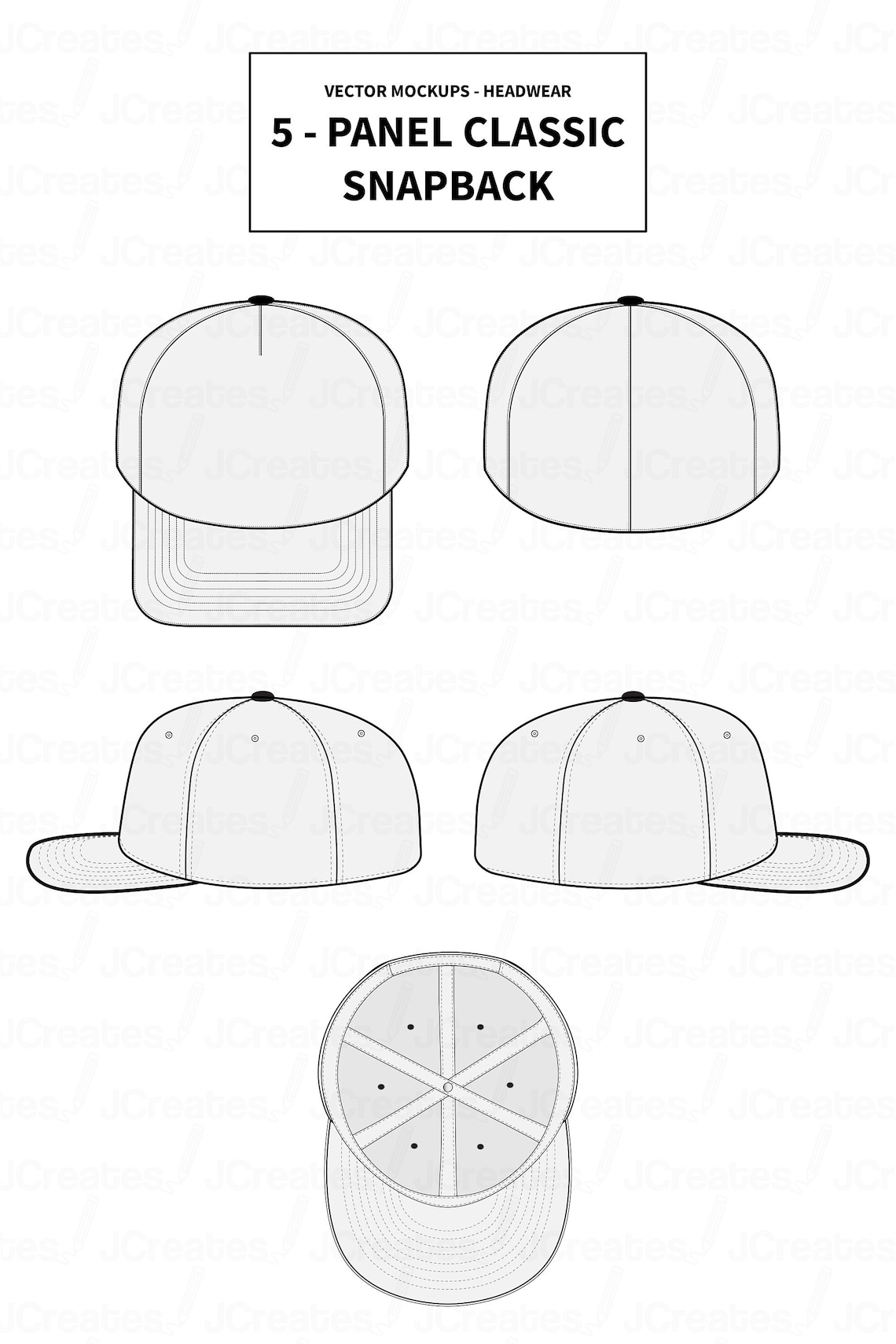 Adjustable Five Panel Cap Vector Mockup - Customizable Hat Template - Etsy