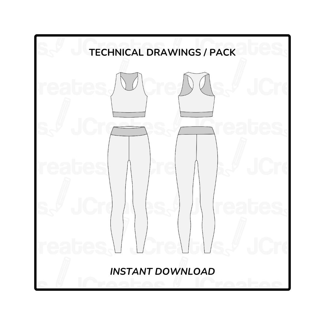 Women's Activewear Set Vector Mockup - Customizable Template | Instant ...