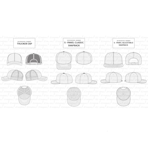 Digital Three-pack Cap Vector Mockup Bundle - Customizable Hat ...