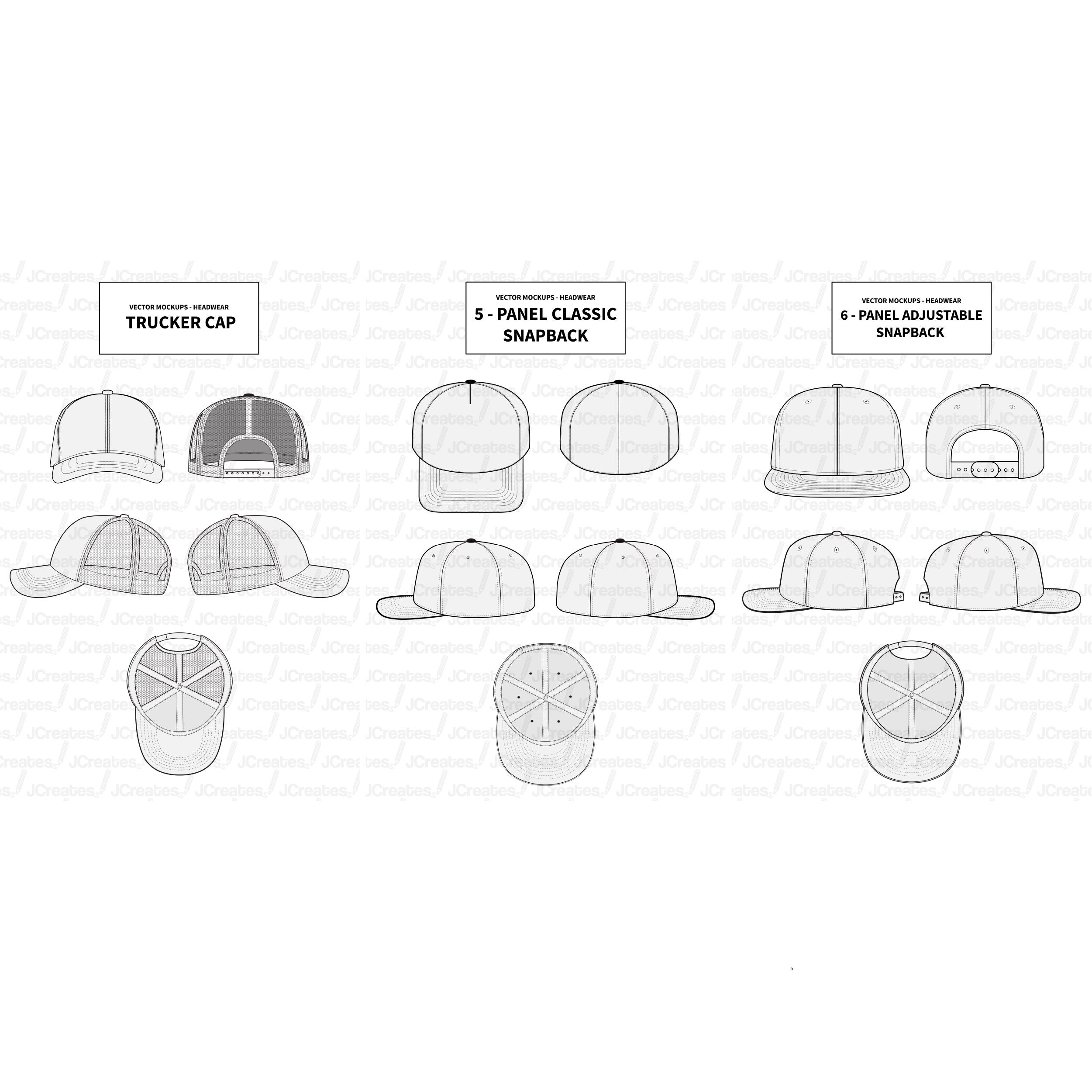 Digital Three-pack Cap Vector Mockup Bundle - Customizable Hat ...