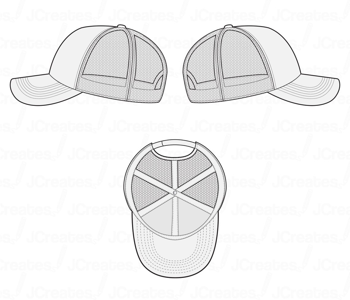 Trucker Cap Vector Mockup - Customizable Hat Template - Etsy