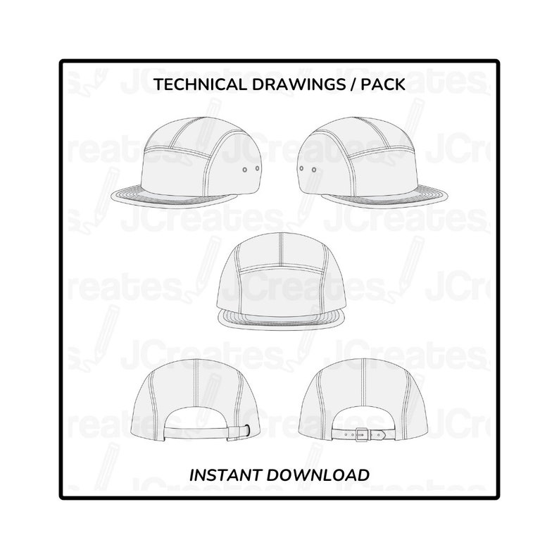 Adjustable Five Panel Canva Cap Vector Mockup - Customizable Hat ...