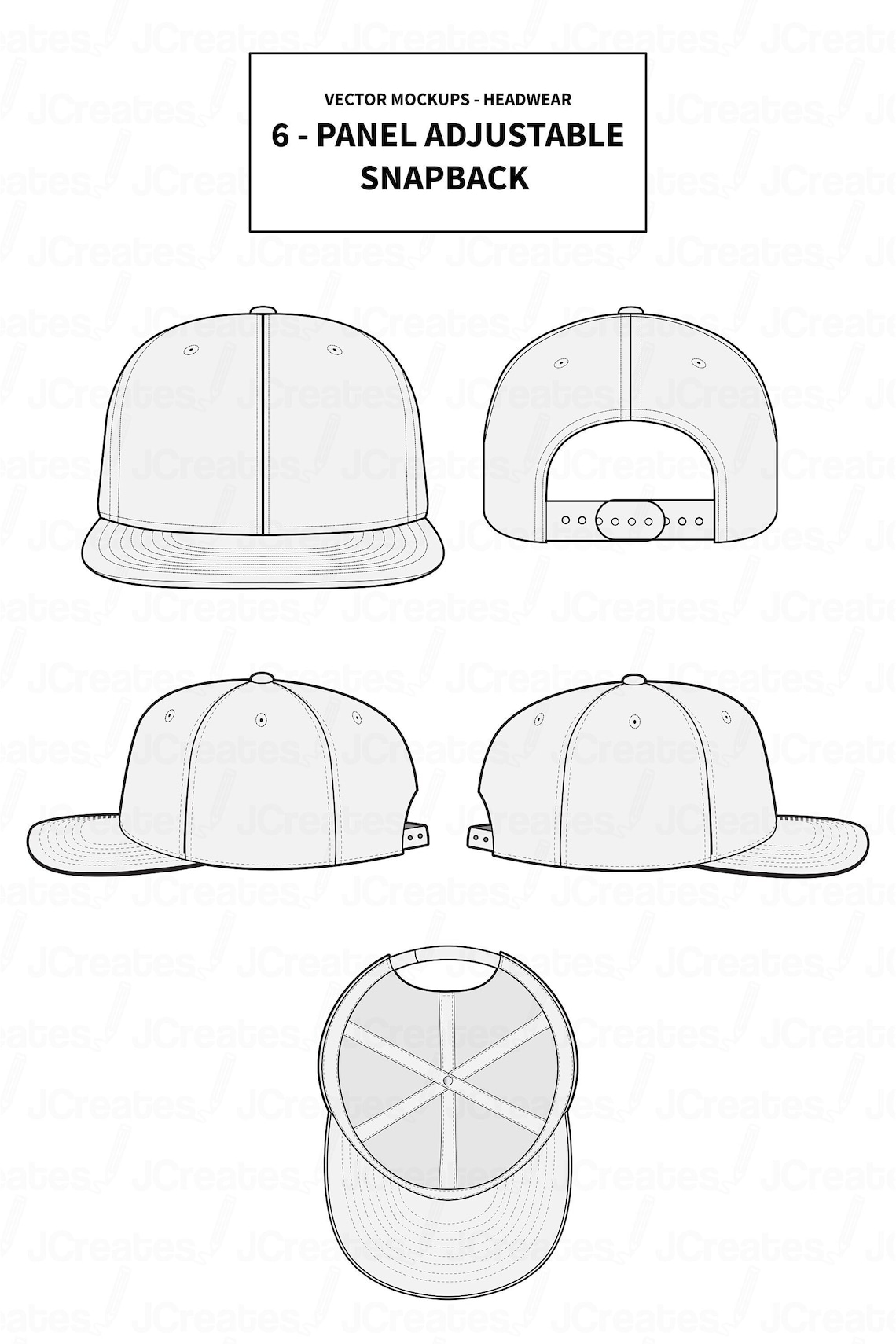 Adjustable Six Panel Cap Vector Mockup - Customizable Hat Template - Etsy