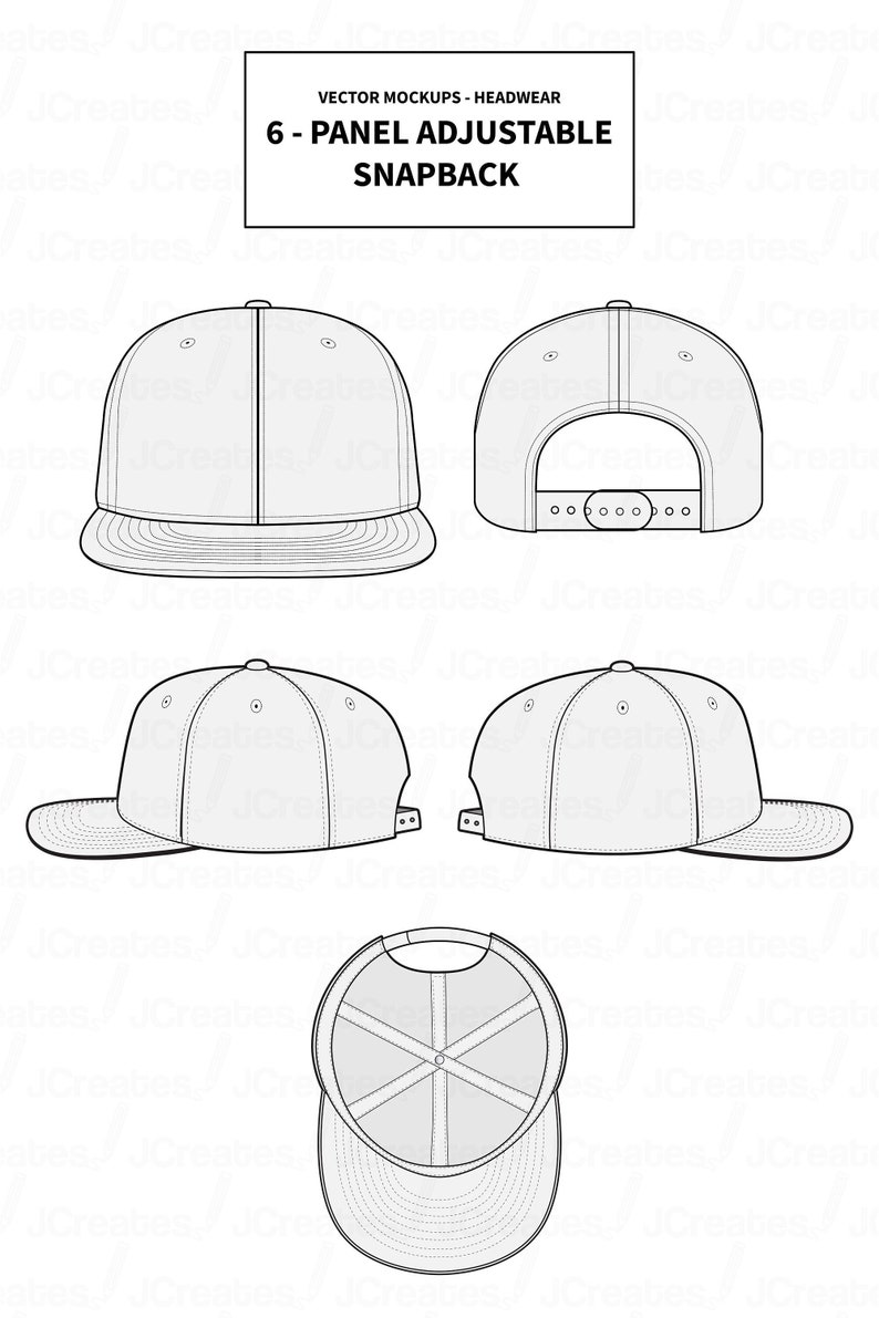 Adjustable Six Panel Cap Vector Mockup - Customizable Hat Template - Etsy