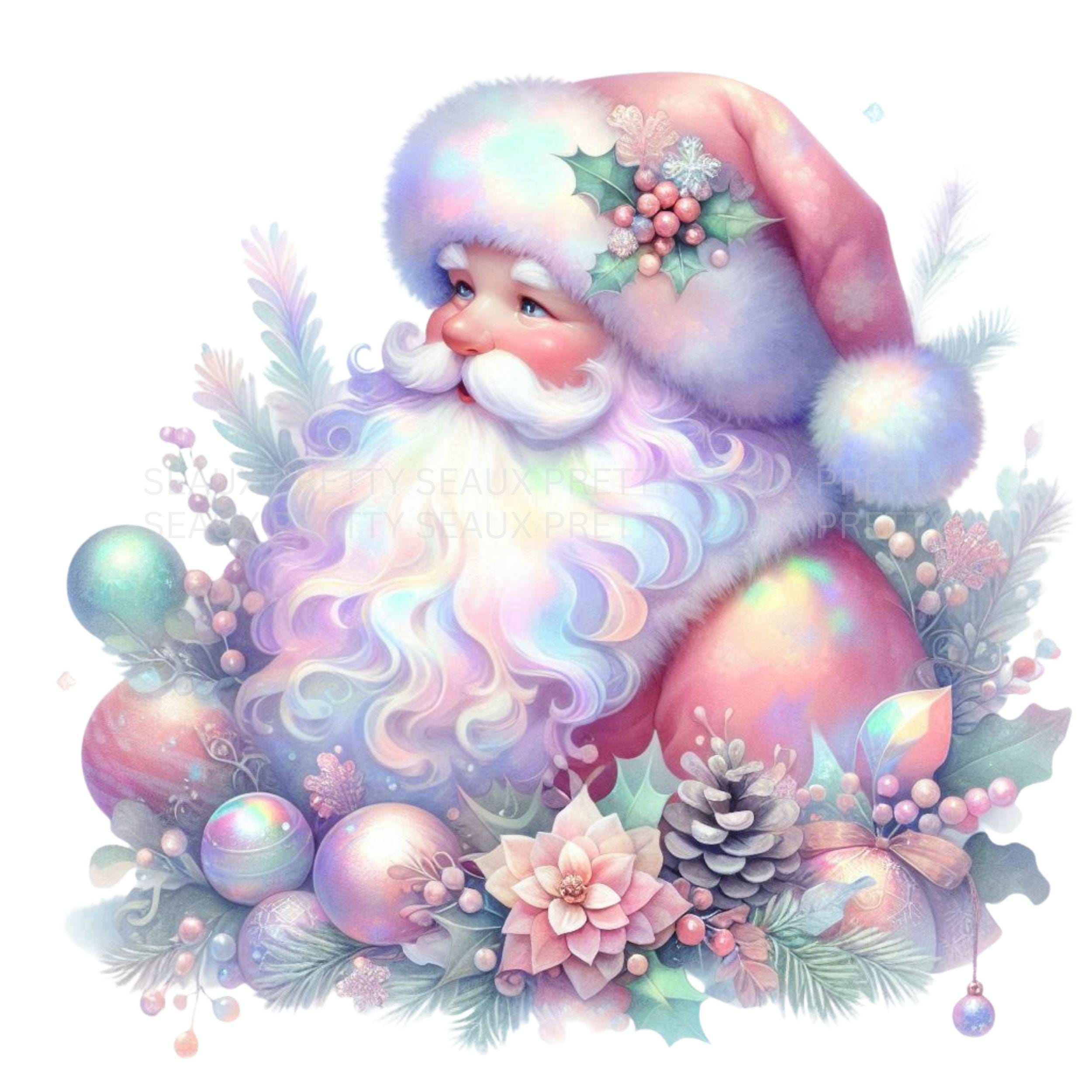 Iridescent Santa PNG, Colorful Santa PNG, Santa Clipart, Christmas PNG ...