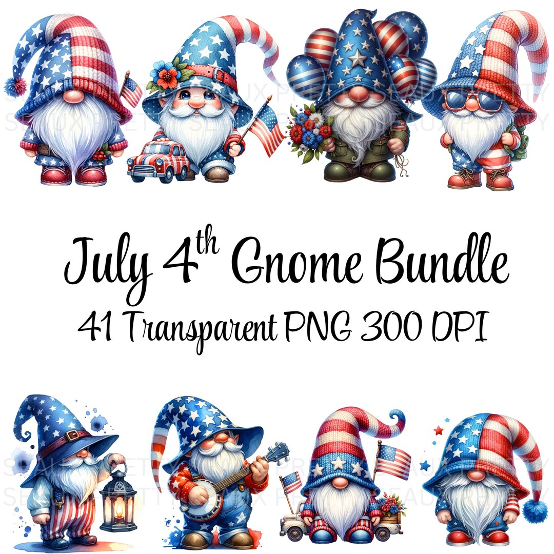 41 PNG July 4th Gnome Bundle, Gnome Bundle PNG, Independence Day Gnomes ...