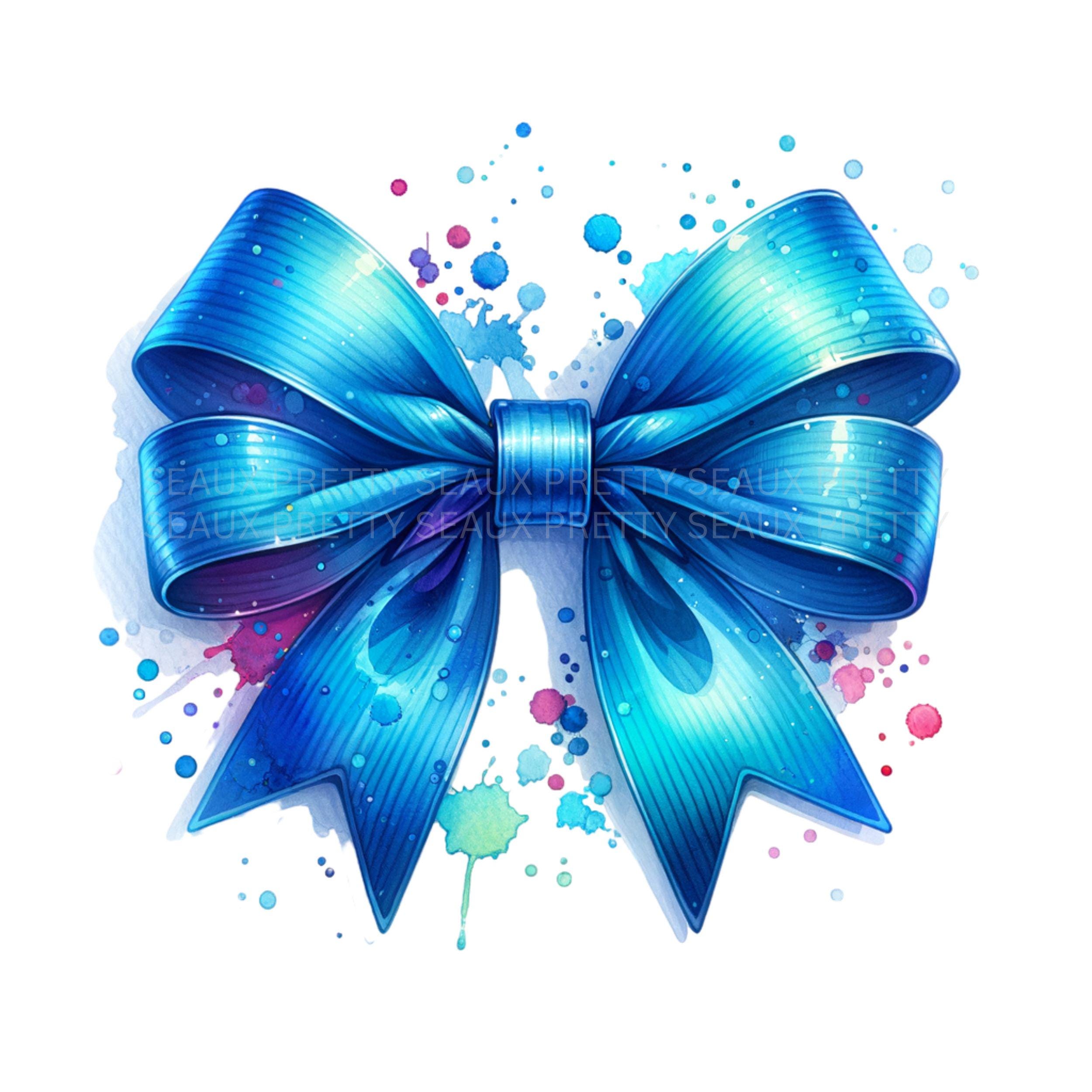 Blue Coquette Bow PNG, Watercolor Blue Bow PNG, Blue Bow Clipart ...
