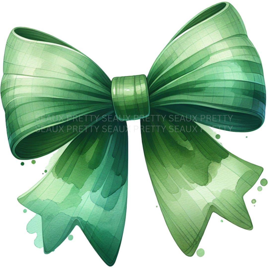 Green Bow PNG, Watercolor Bow PNG, St. Patrick's Day Bow Png, Green ...