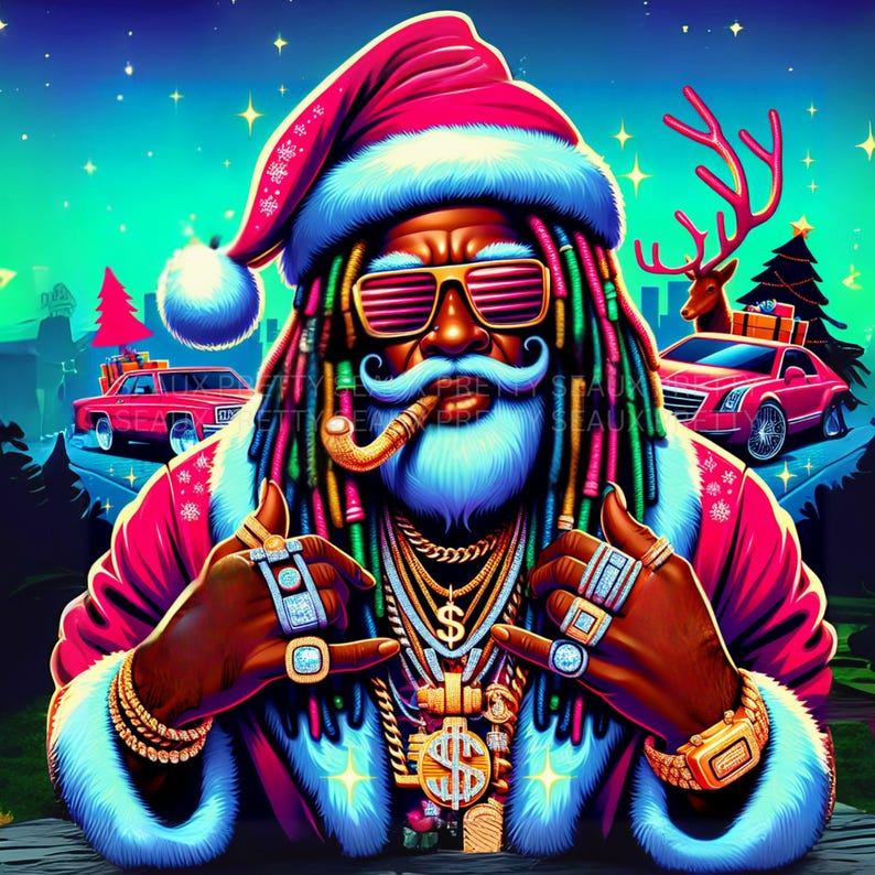 Black Santa PNG, Black Santa Design, Black Santa Clipart, Christmas PNG ...