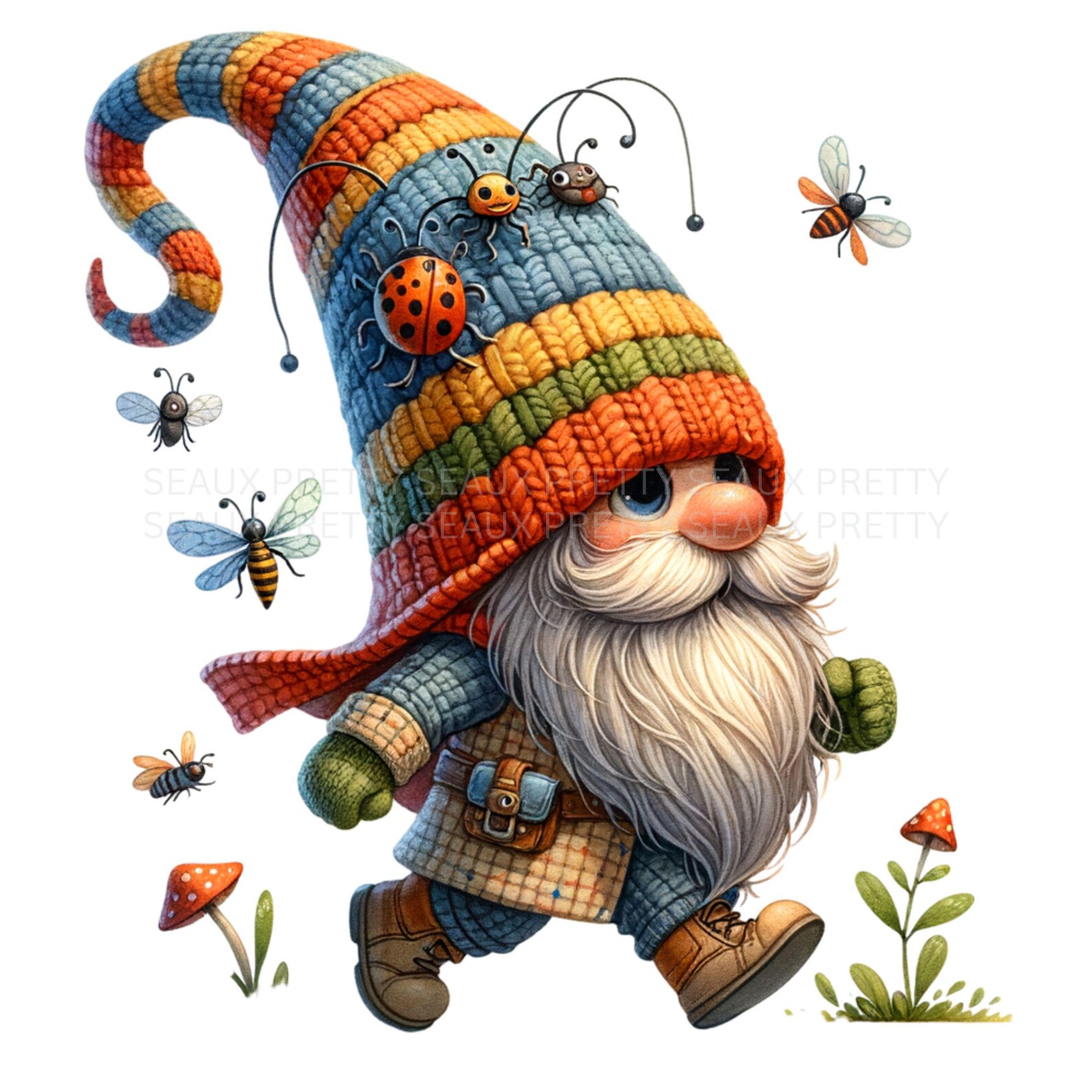 Watercolor Gnome Nature PNG, Gnome PNG, Garden Gnome Design, Nature ...
