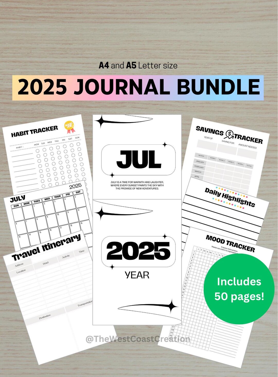 Full 2025 JOURNAL BUNDLE PRINTABLE Journal Pages weekly Planner Digital ...
