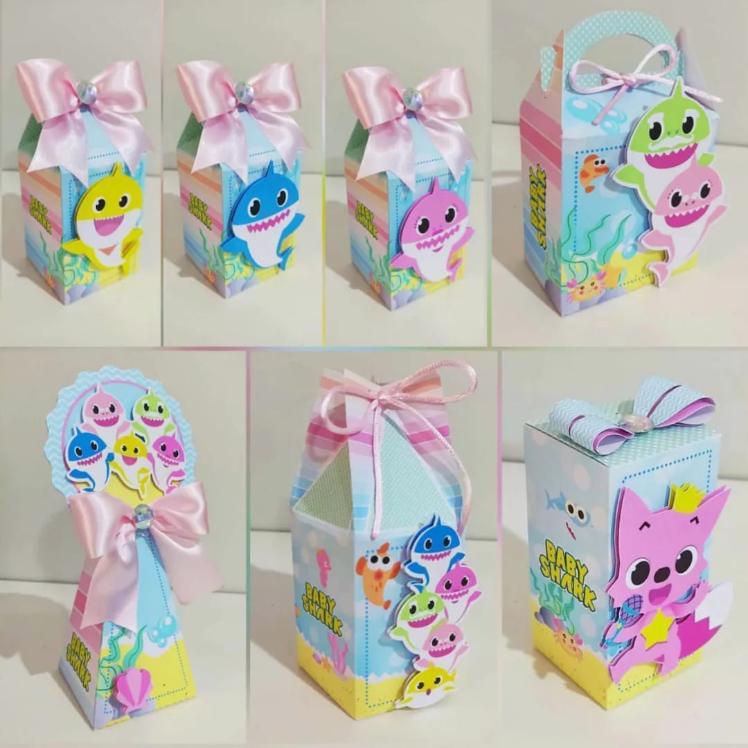 Baby Shark Candy Color, Baby Shark Favor Box, Shark Gift Bag, Baby ...