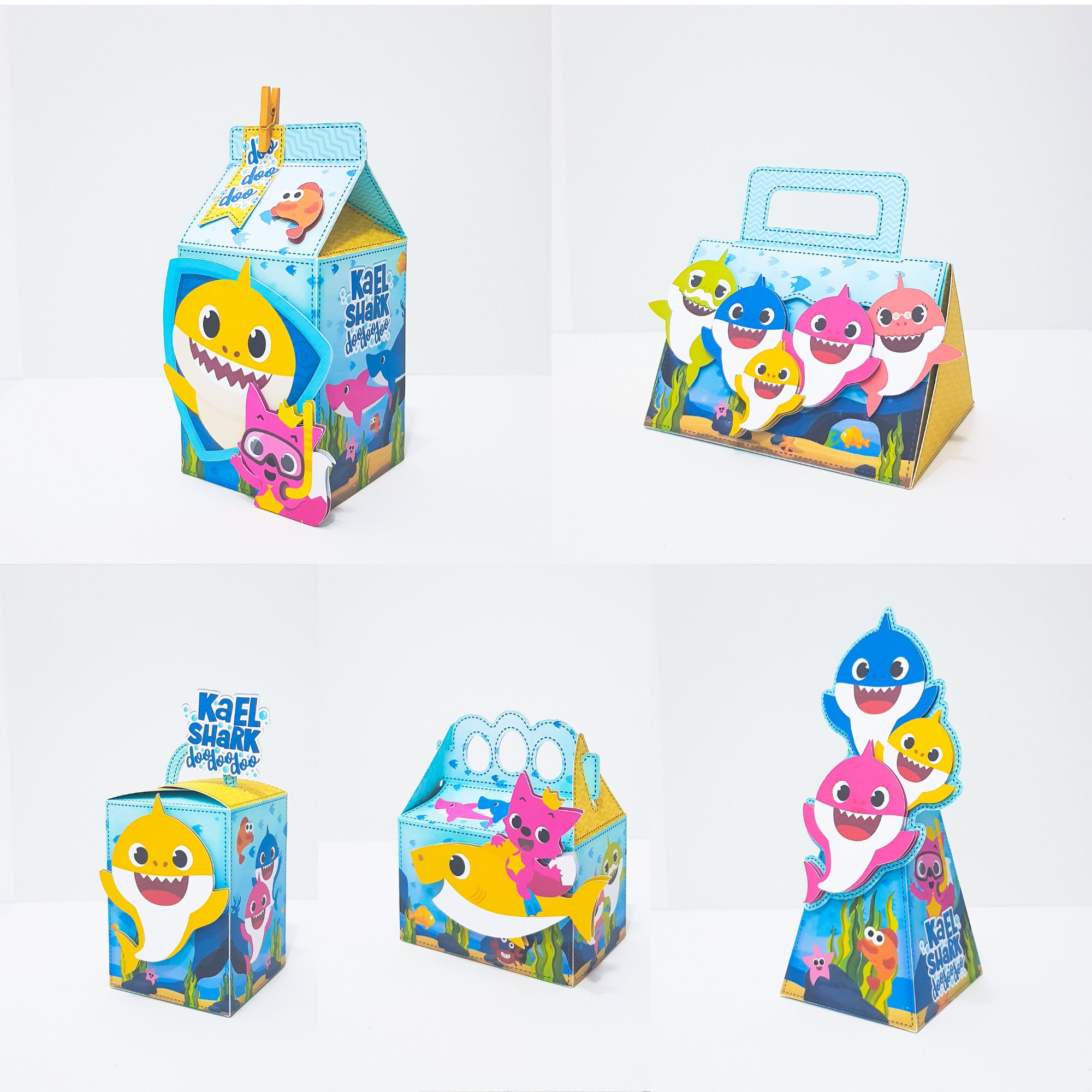 Baby Shark Boy Favor Box, Baby Shark Gift Bag, Baby Shark Treat Bag ...