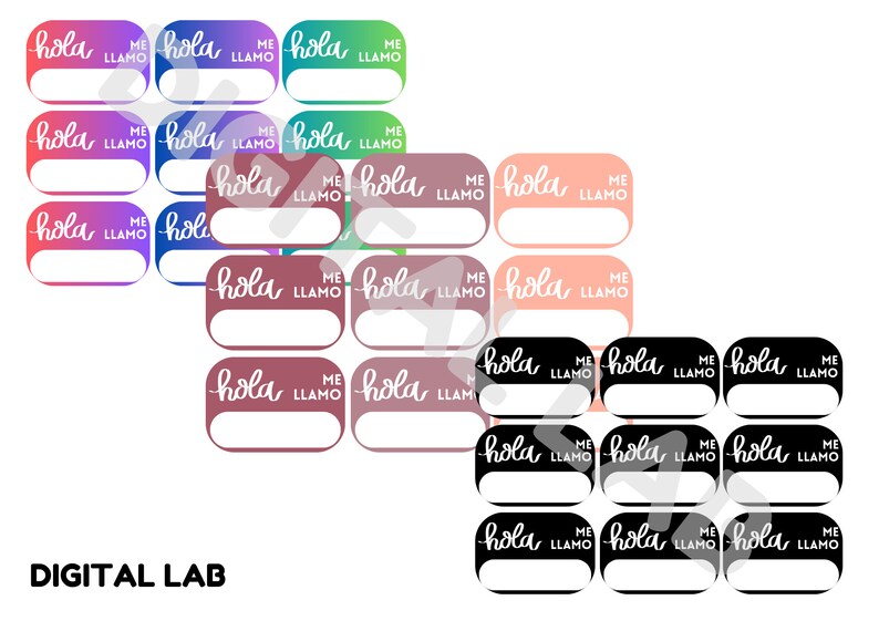 Spanish Name Tags Printable File, Flashcards Digital Vocab Cards ...