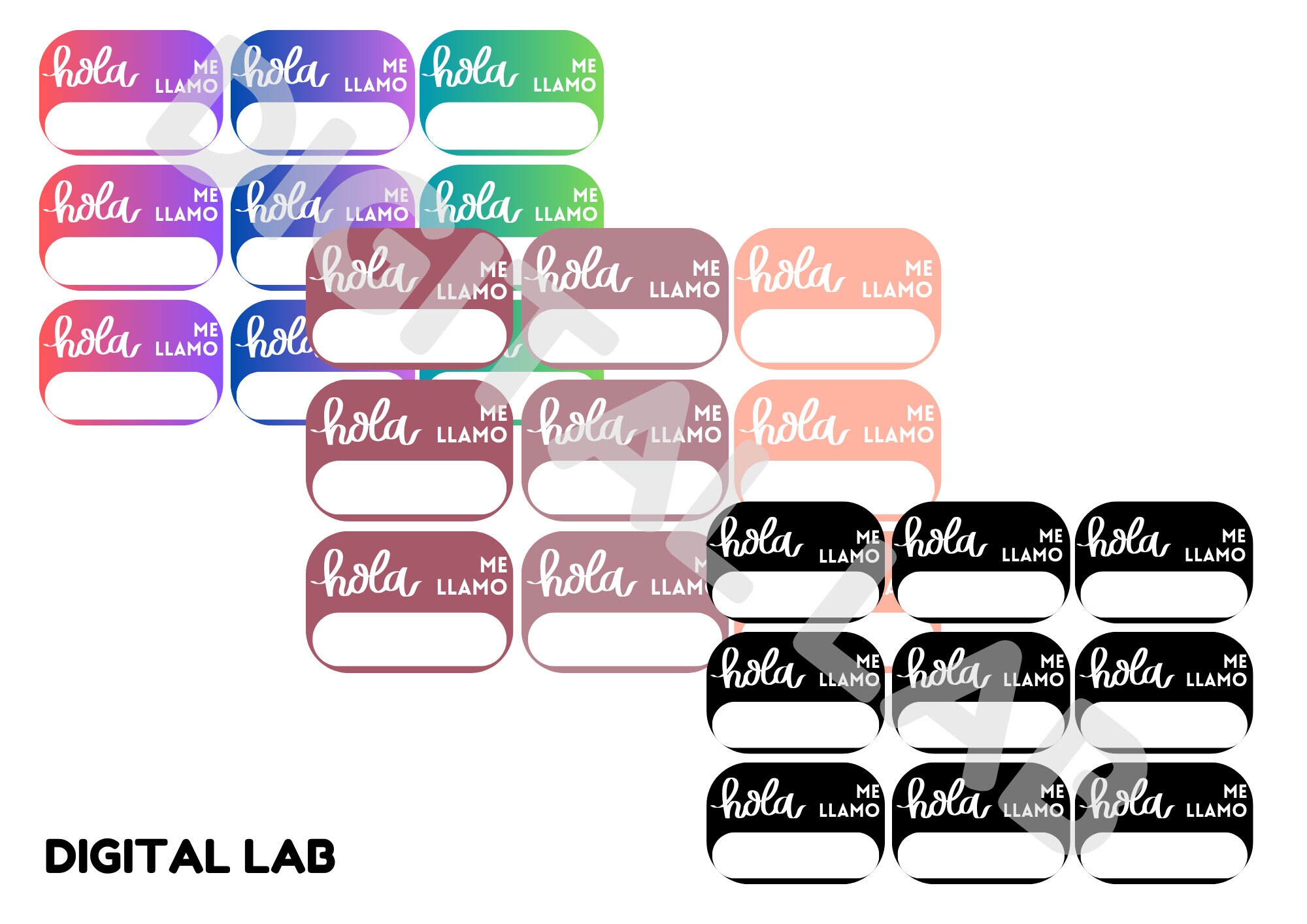 Spanish Name Tags Printable File, Flashcards Digital Vocab Cards ...